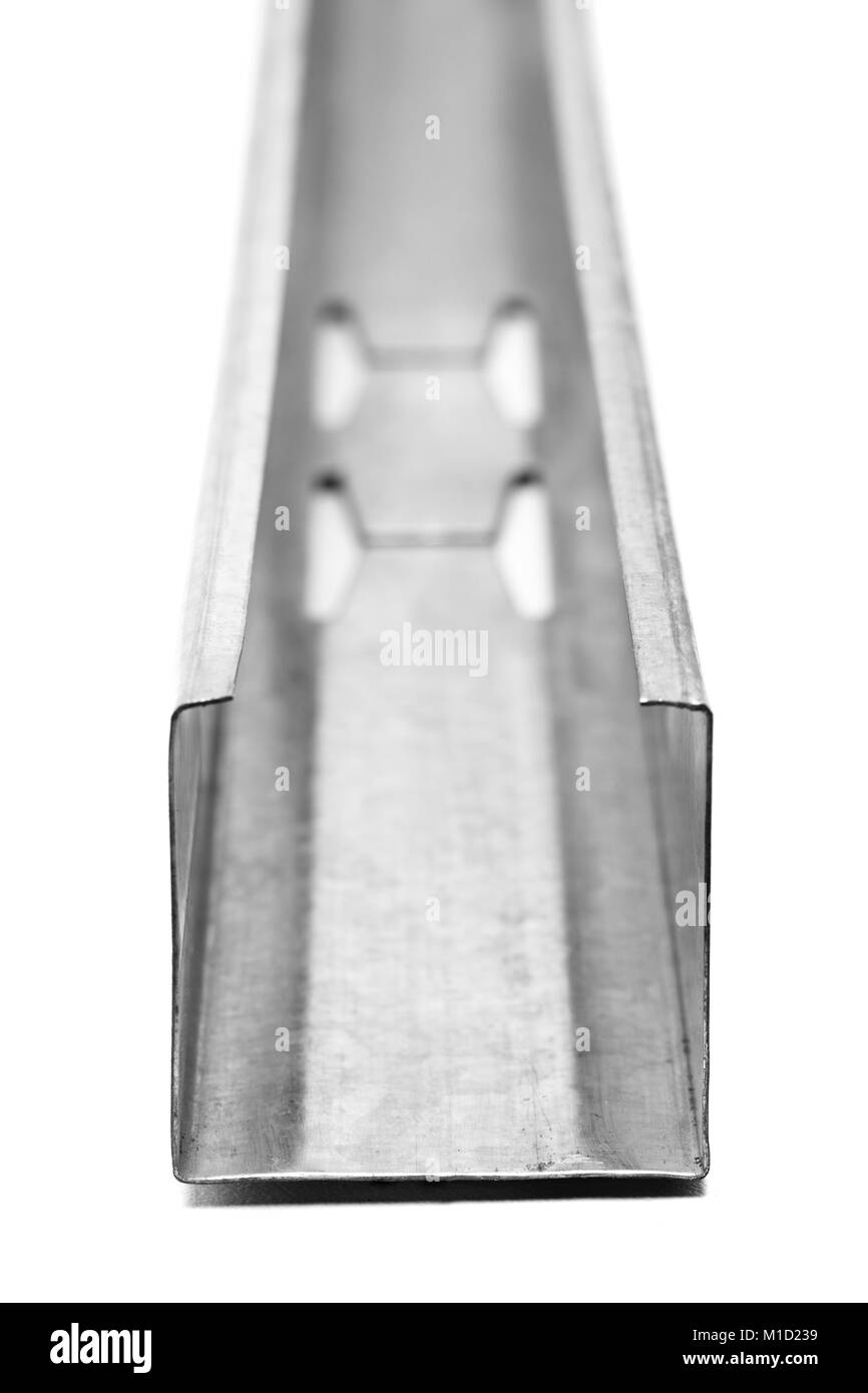 C shaped metal profile for drywall support isolated on white background ...