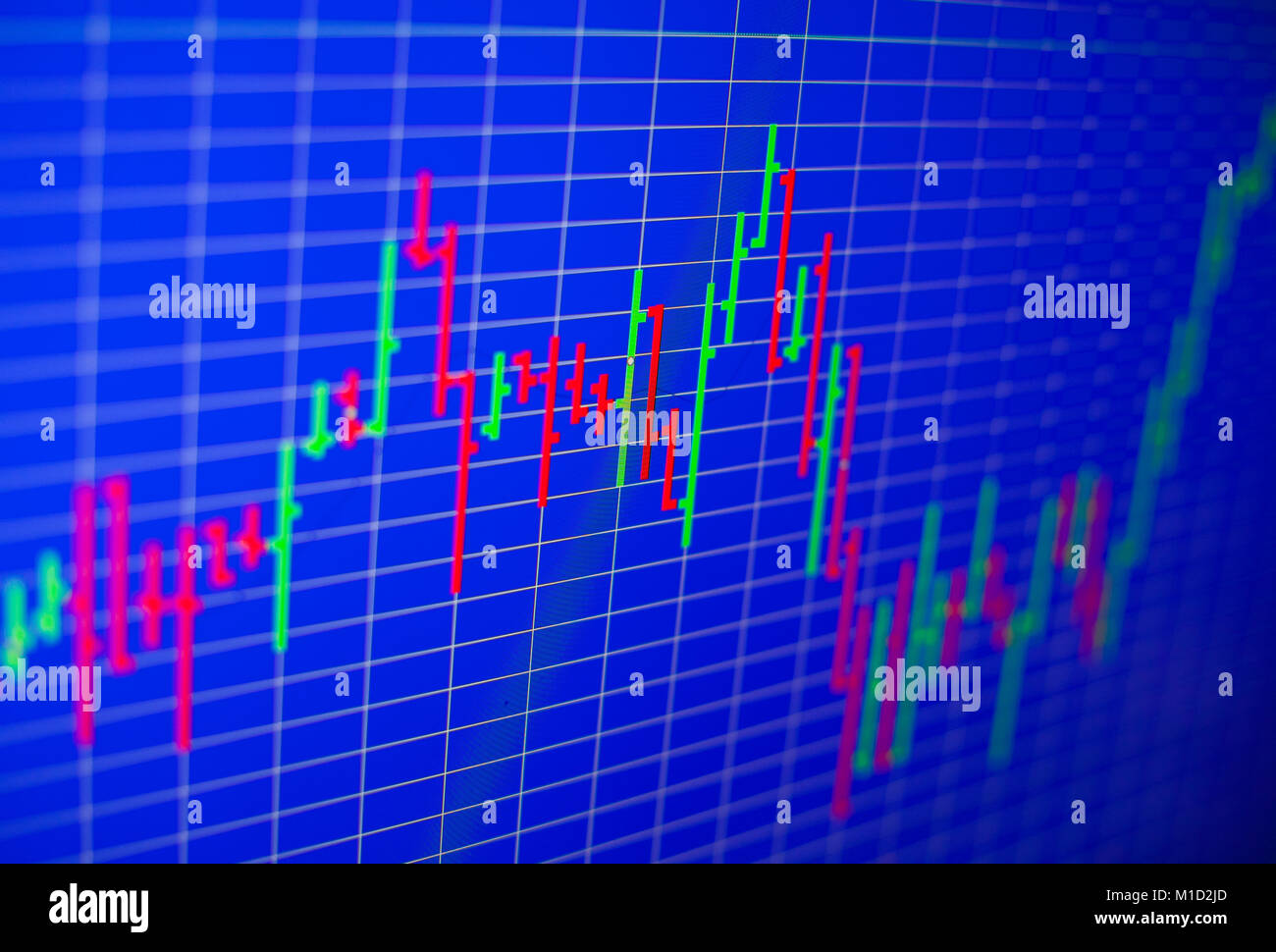 Financial graph on a computer monitor screen. Background stock chart ...