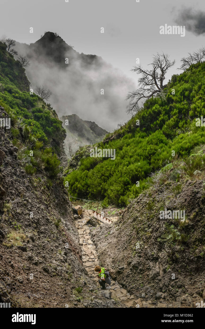PR1 hiking trail from the Pico do Arieiro to Pico Ruivo, Madeira ...