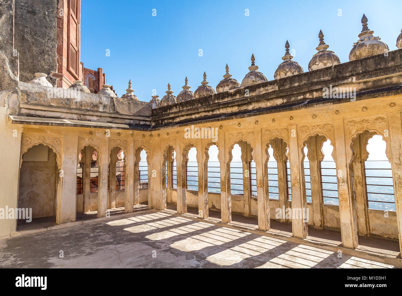 Mehrangarh Fort roof top architecture details with arch and dome ...