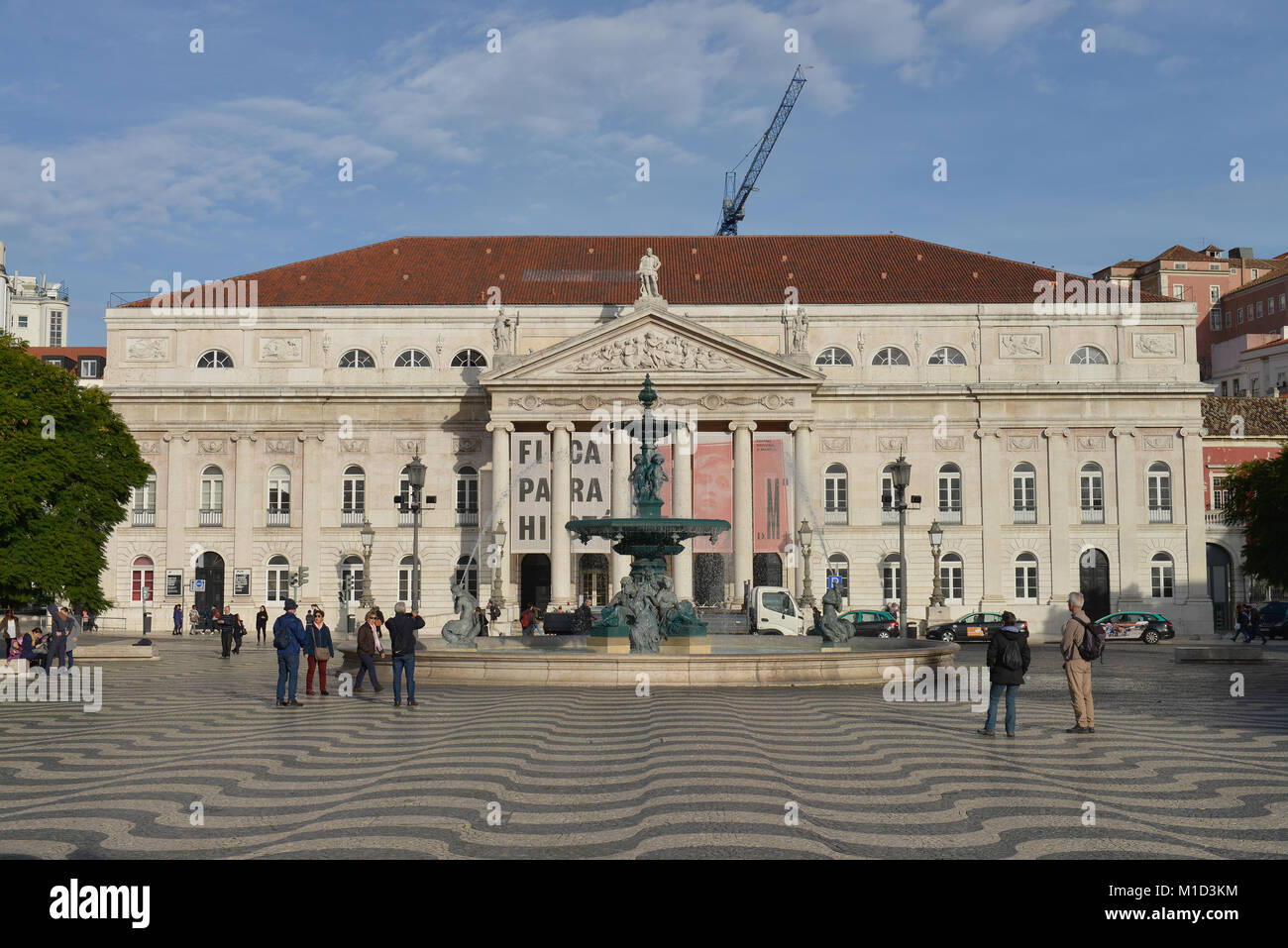 National theater 'Teatro Nacional D. Maria II', Rossio Square, Old Town ...