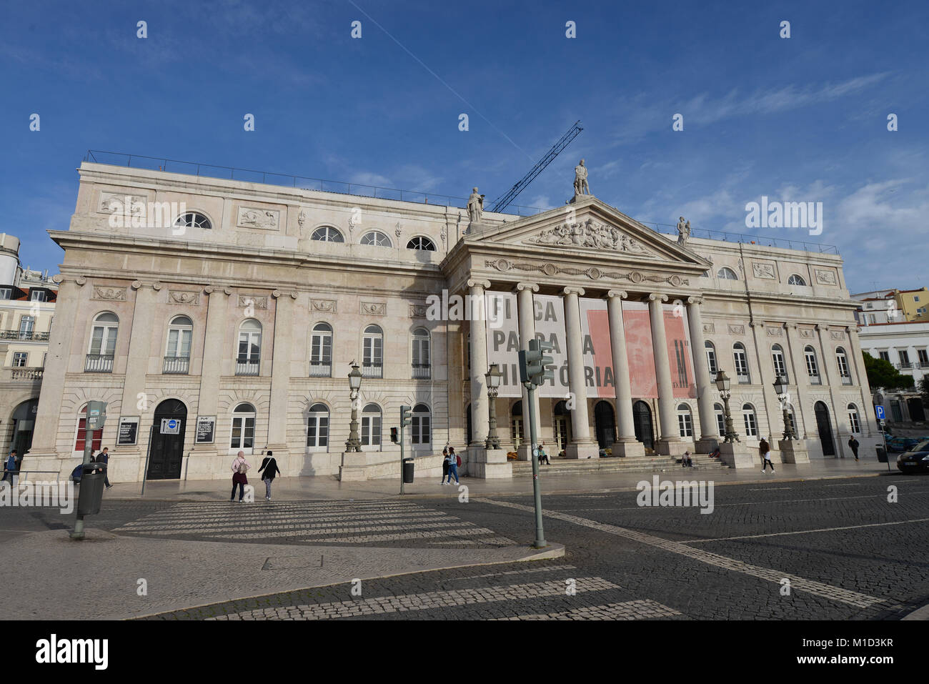 National theater 'Teatro Nacional D. Maria II', Rossio Square, Old Town ...