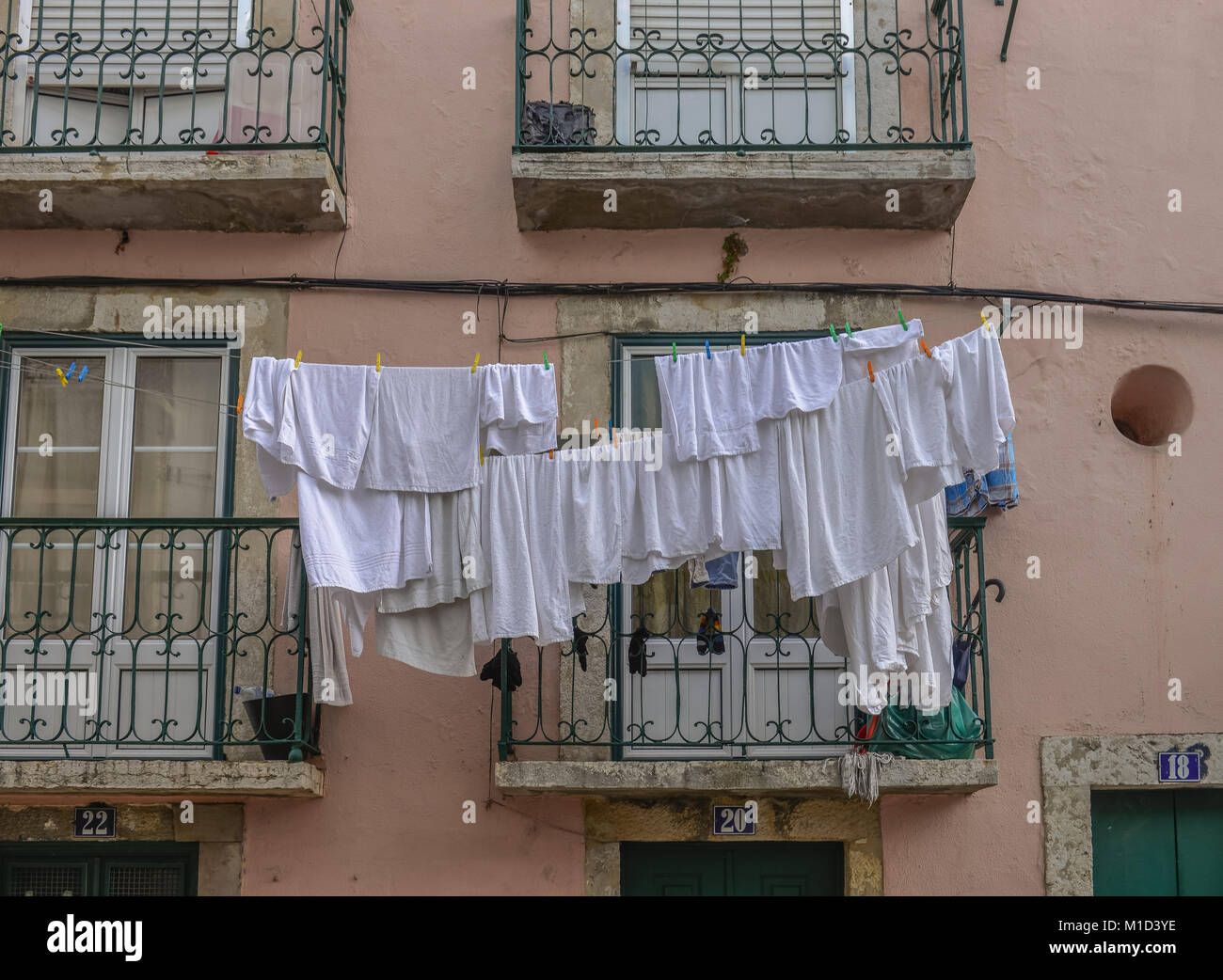 Laundering of linen, Alfama, Lisbon, Portugal, Waescheleine, Lissabon ...