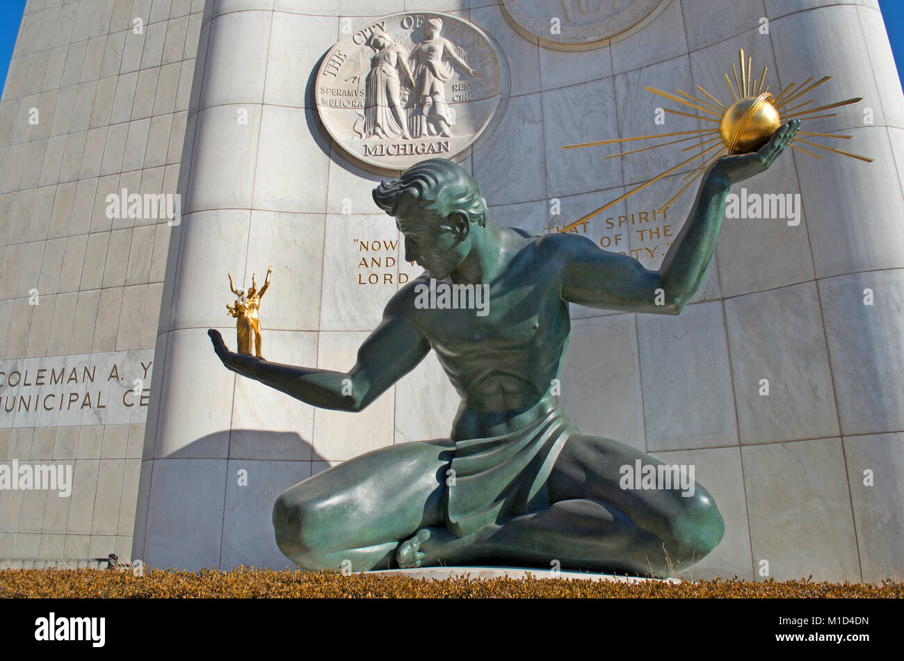 Spirit of Detroit Statue near the Coleman A. Young Building in Downtown ...