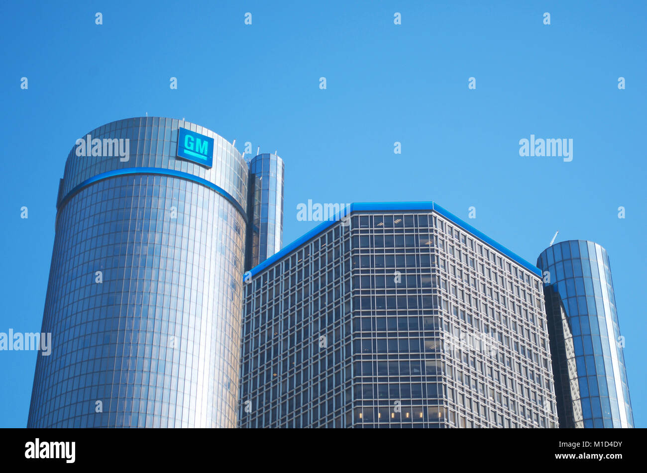 GM Headquarters Building in the Renaissance Center in Downtown Detroit ...