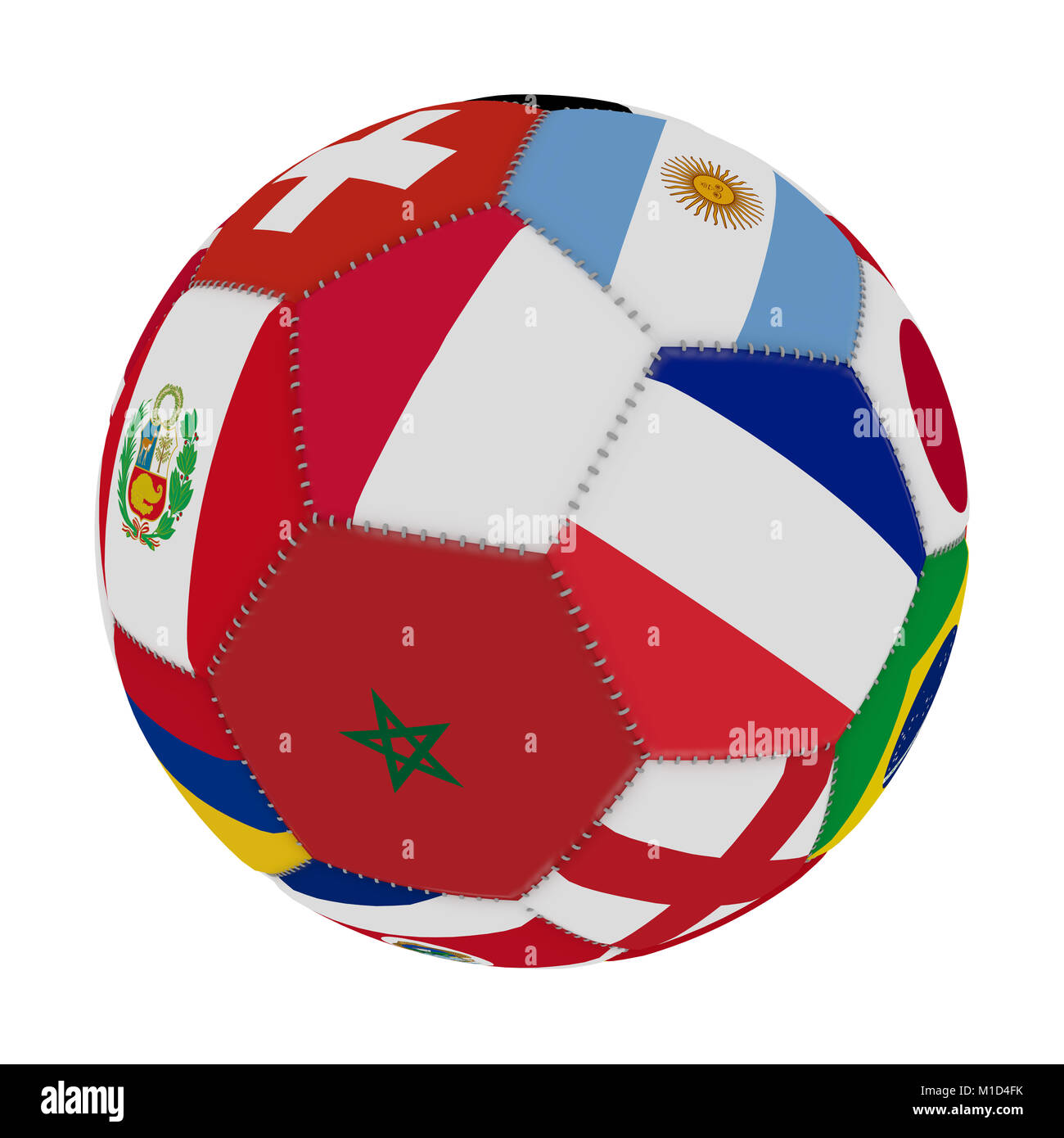 Soccer ball with the color of the flags of the countries participating ...