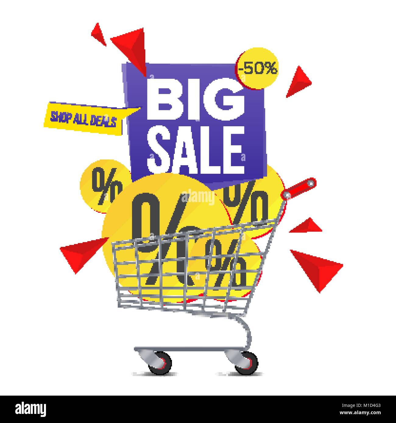 Shopping Cart Sale Poster Vector. Isolated Illustration Stock Vector ...
