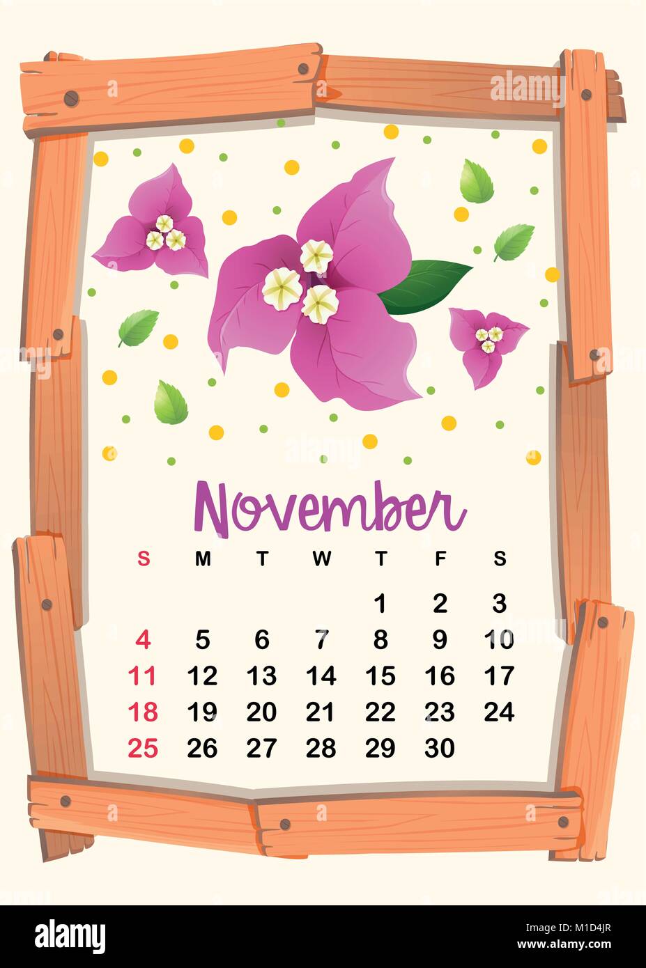 Calendar template for November illustration Stock Vector Image & Art ...