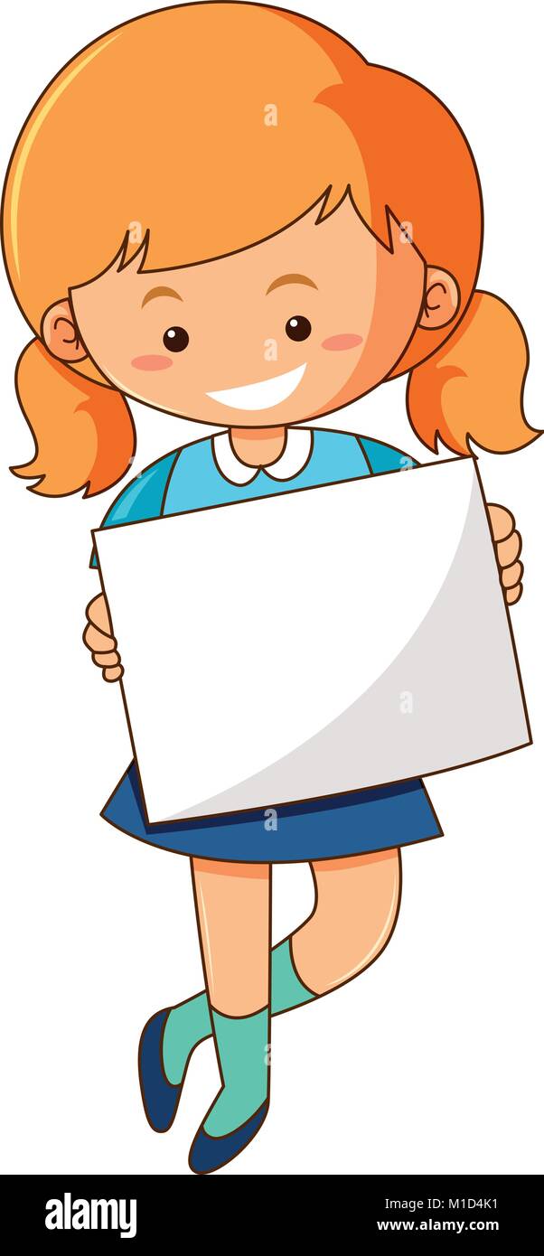 Girl holding blank paper on white background illustration Stock Vector ...