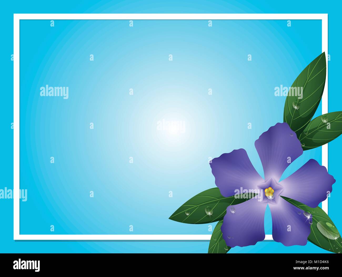 Border template with blue periwinkle flower illustration Stock Vector ...