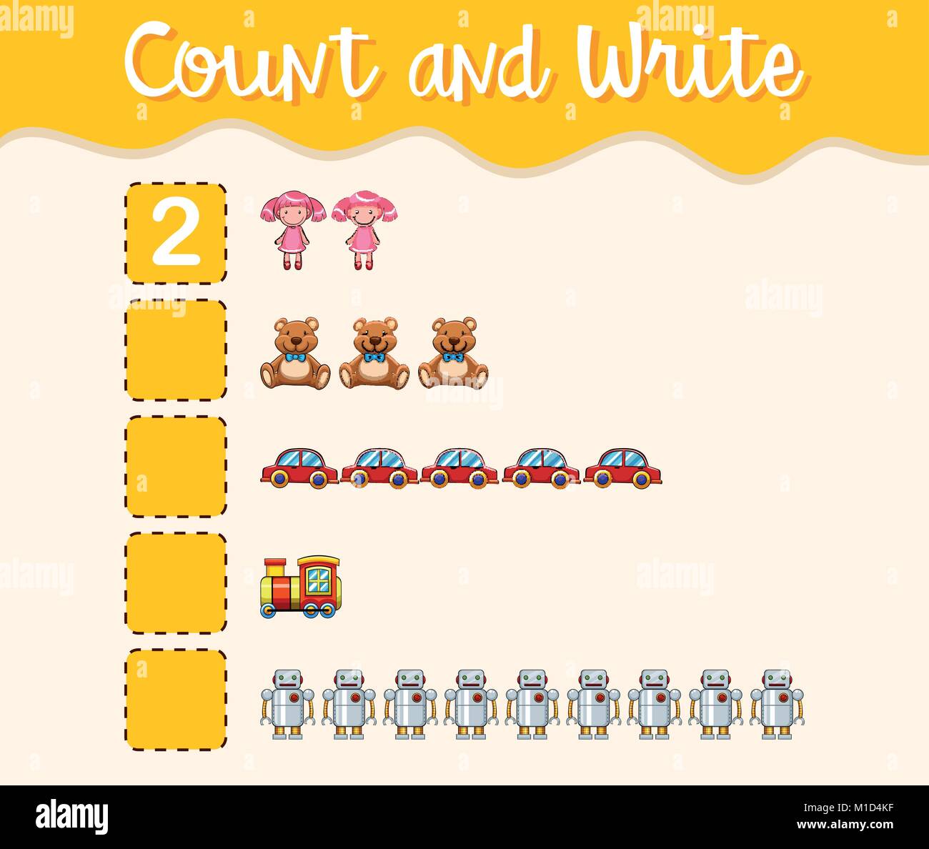 Count and write with different toys illustration Stock Vector Image ...