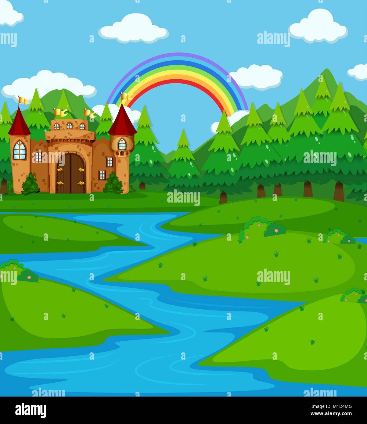 Castle towers by the river illustration Stock Vector Image & Art - Alamy