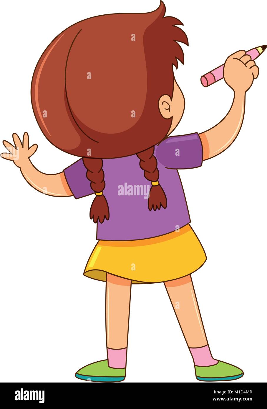 Back of girl writing on wall illustration Stock Vector Image & Art - Alamy