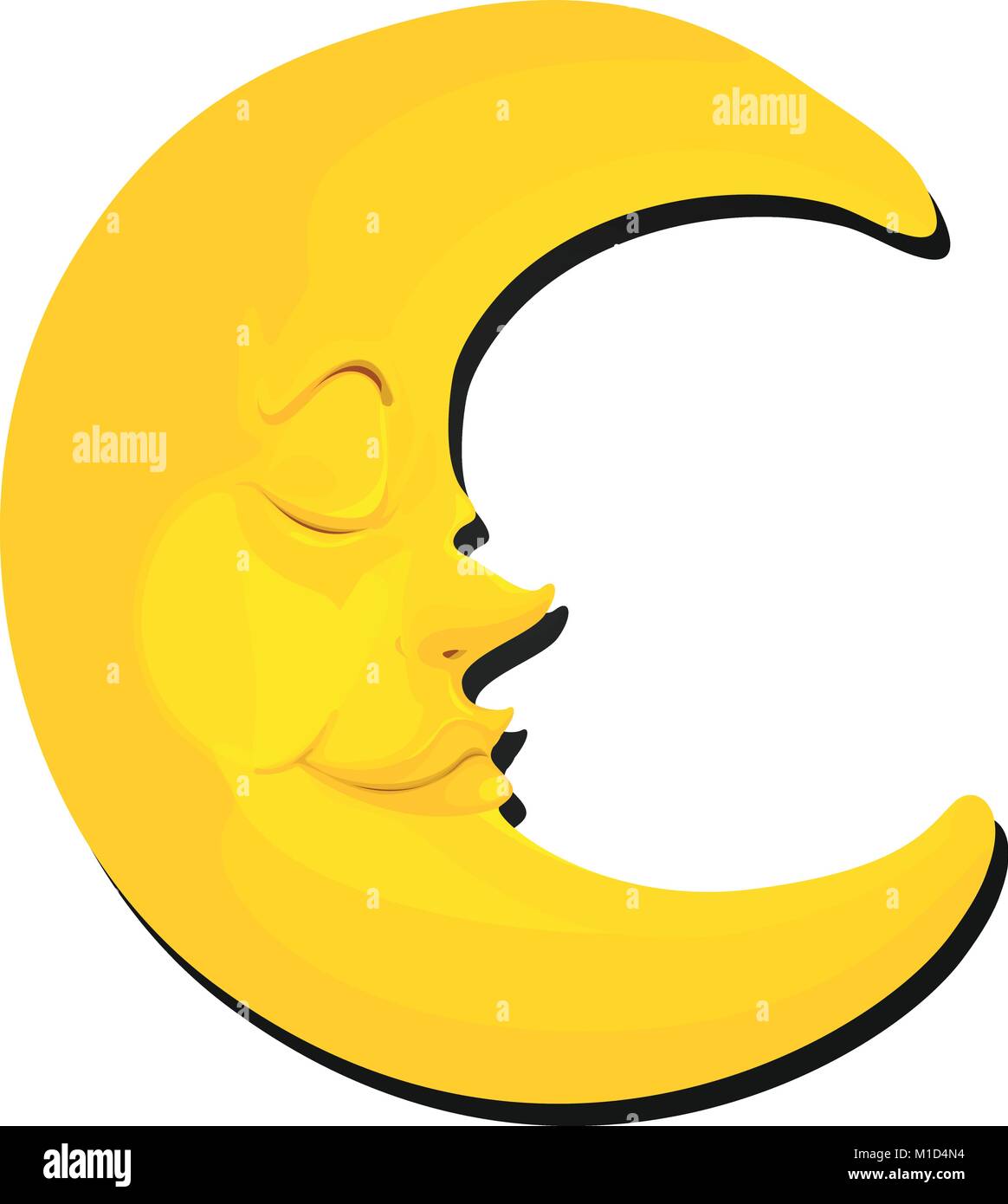Moon with face on white background illustration Stock Vector Image ...