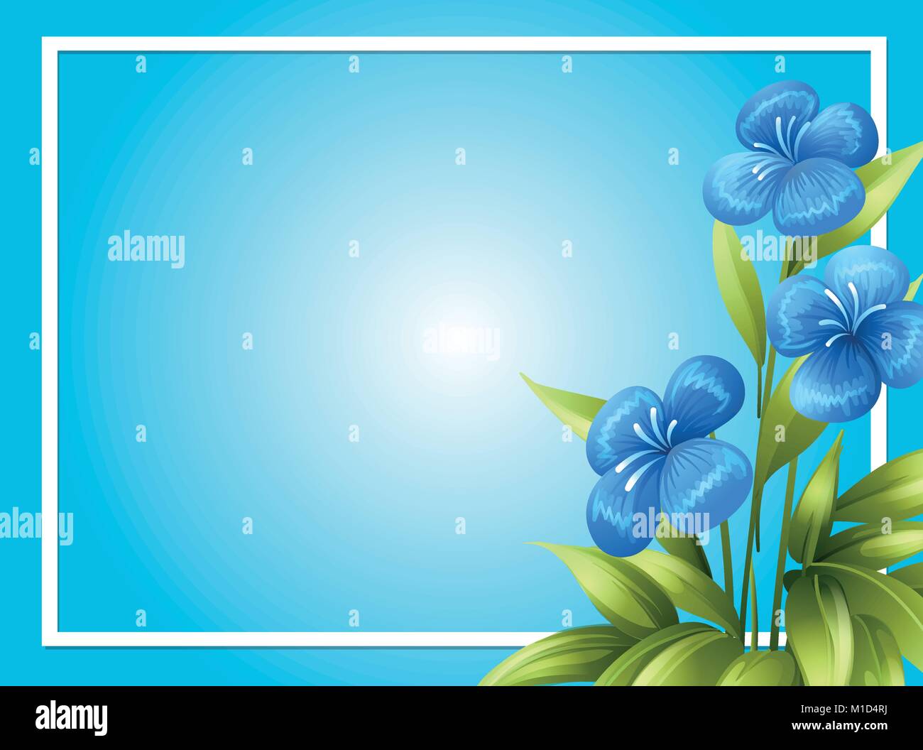 Border template with blue flowers illustration Stock Vector Image & Art ...