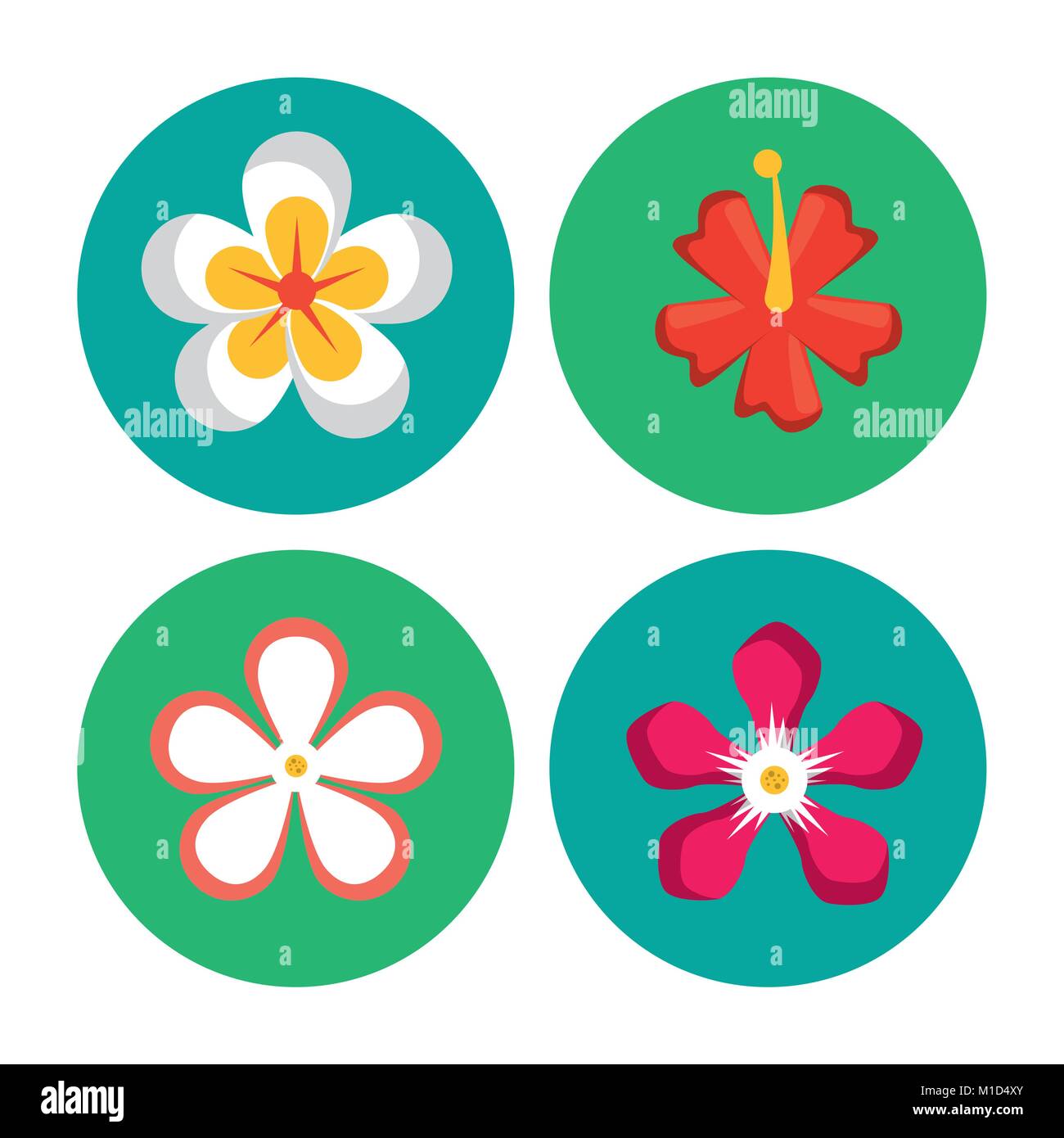 Flowers round icons Stock Vector Image & Art - Alamy