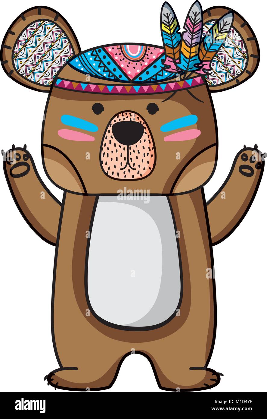 cute bear animal with feathers design vector illustration Stock Vector ...