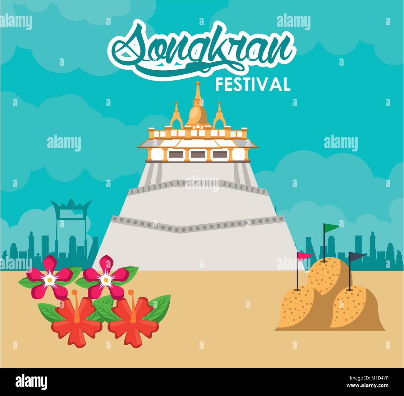 Songkran water festival children Stock Vector Images - Alamy