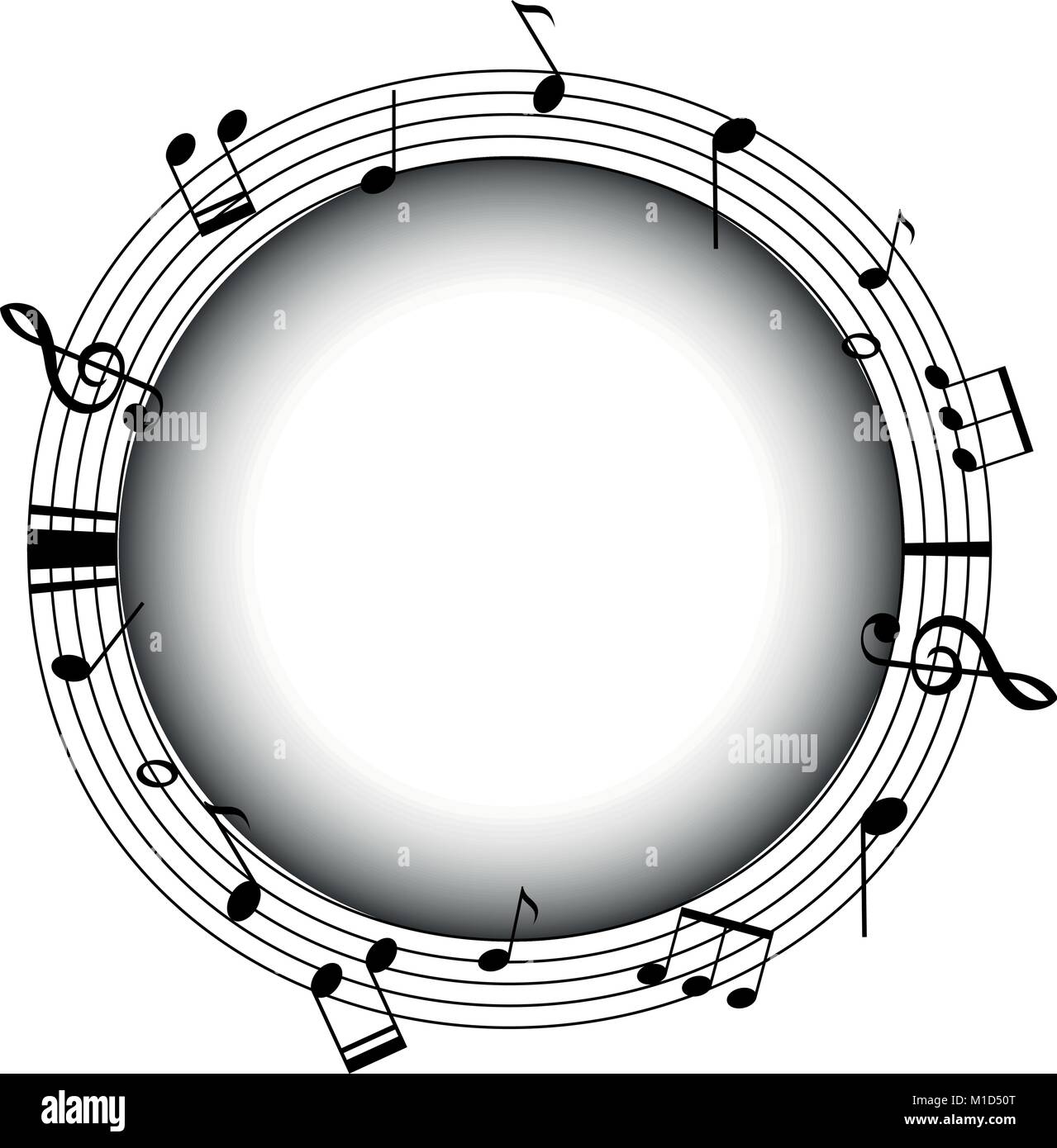 Round frame with musicnotes and gray background illustration Stock ...