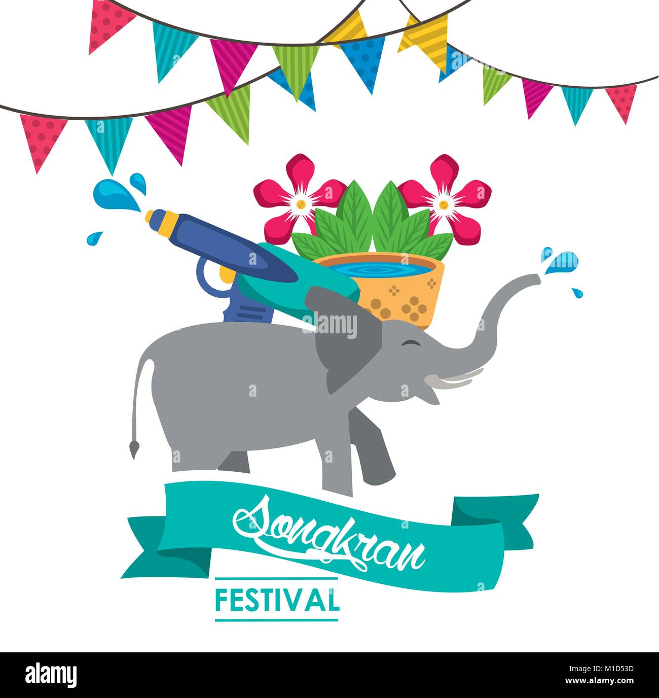 Songkran water festival children Stock Vector Images - Alamy