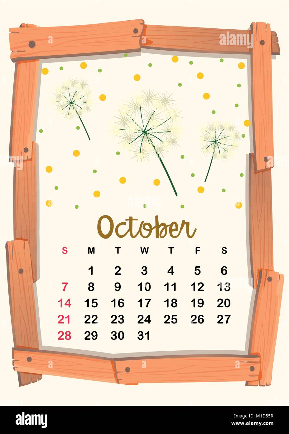 Calendar template for October illustration Stock Vector Image & Art - Alamy