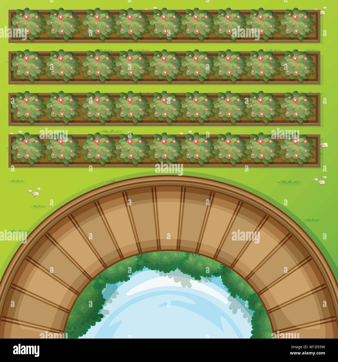 Top view of park with flowerbeds illustration Stock Vector Image & Art ...