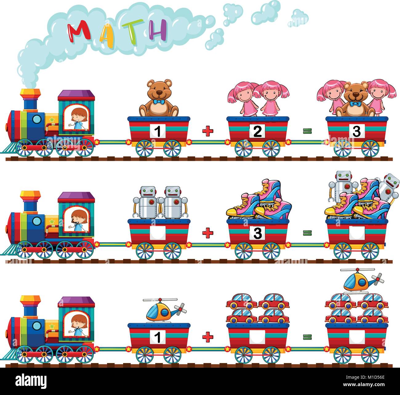 Counting numbers of toys on the train illustration Stock Vector Image ...