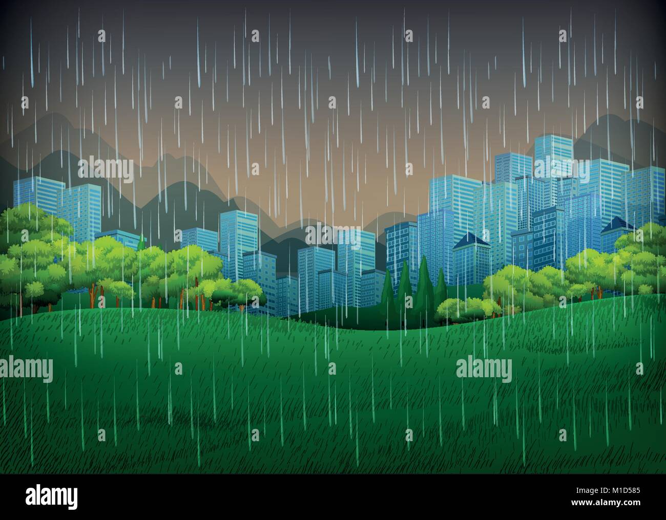 Rainy weather in town Stock Vector Images - Alamy
