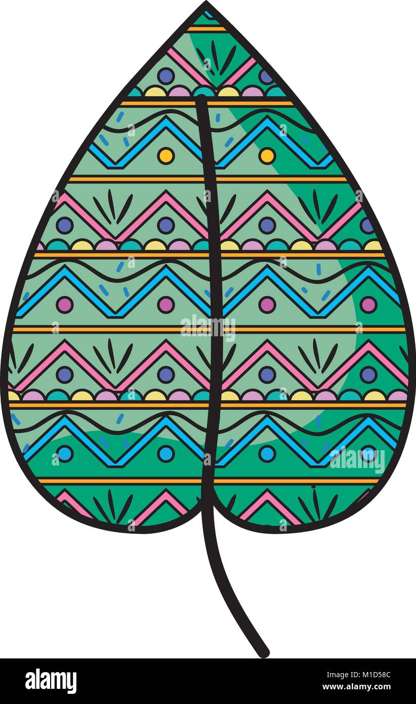 ethnic natural leaf with ornamental design vector illustration Stock ...