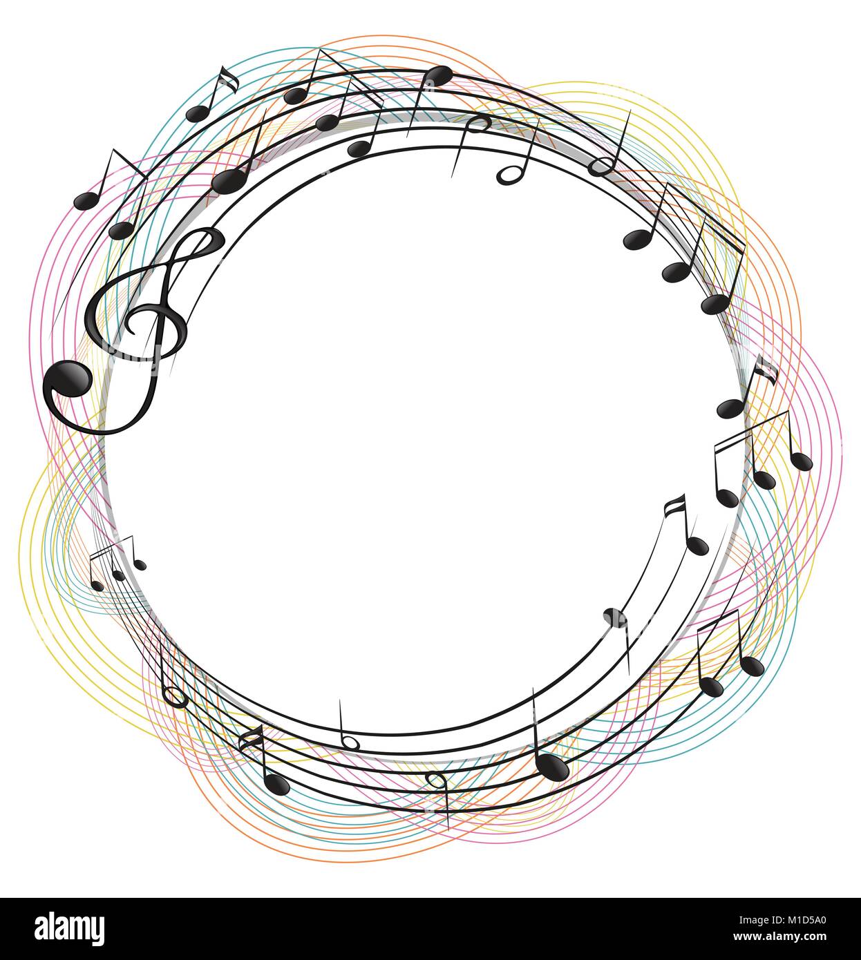 Music notes on round frame illustration Stock Vector Image & Art - Alamy