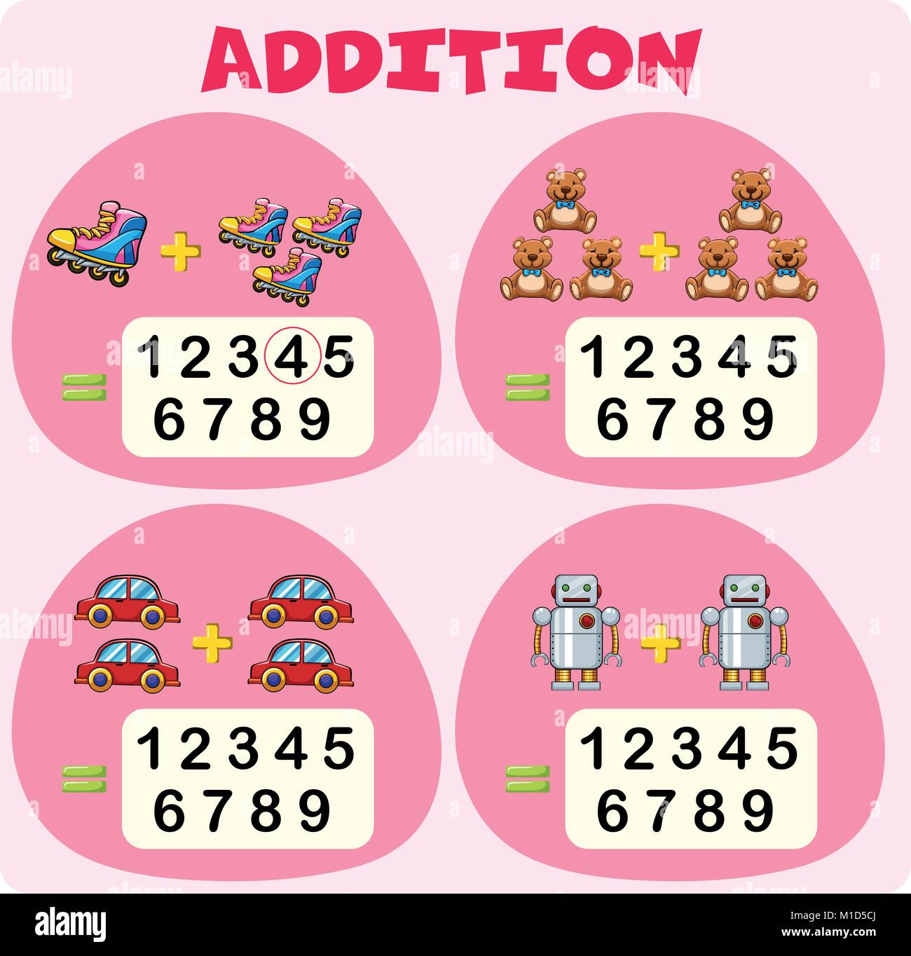 Addition worksheet template with toys illustration Stock Vector Image ...