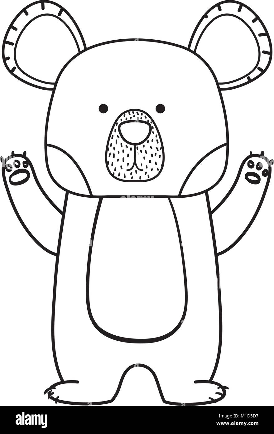 line cute bear wild animal of the forest vector illustration Stock ...