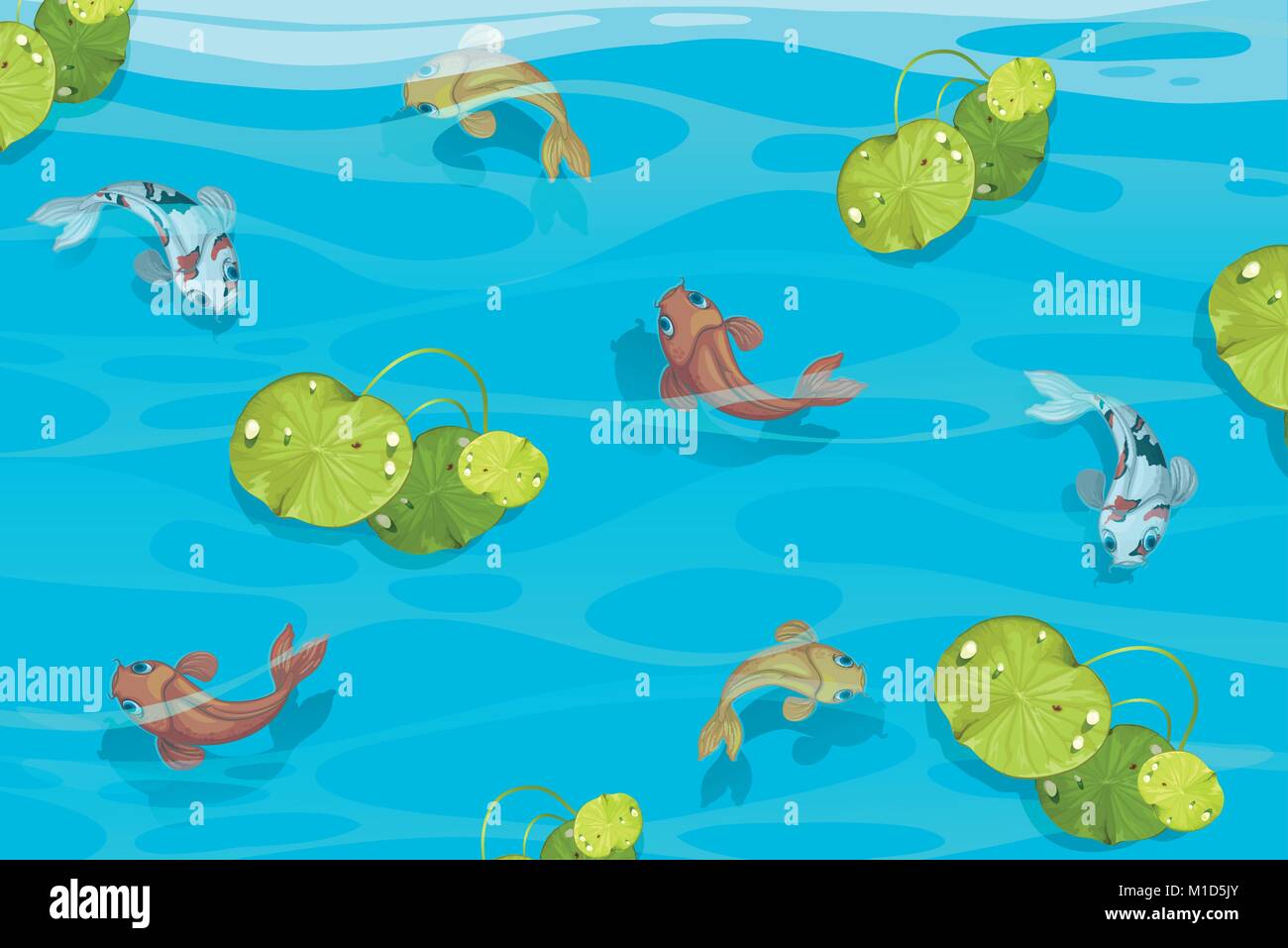 Many koi fish in the pool illustration Stock Vector Image & Art - Alamy