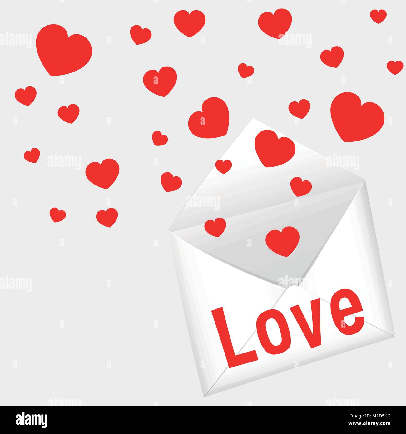 Card template for valentine's day with hearts and letter illustration ...