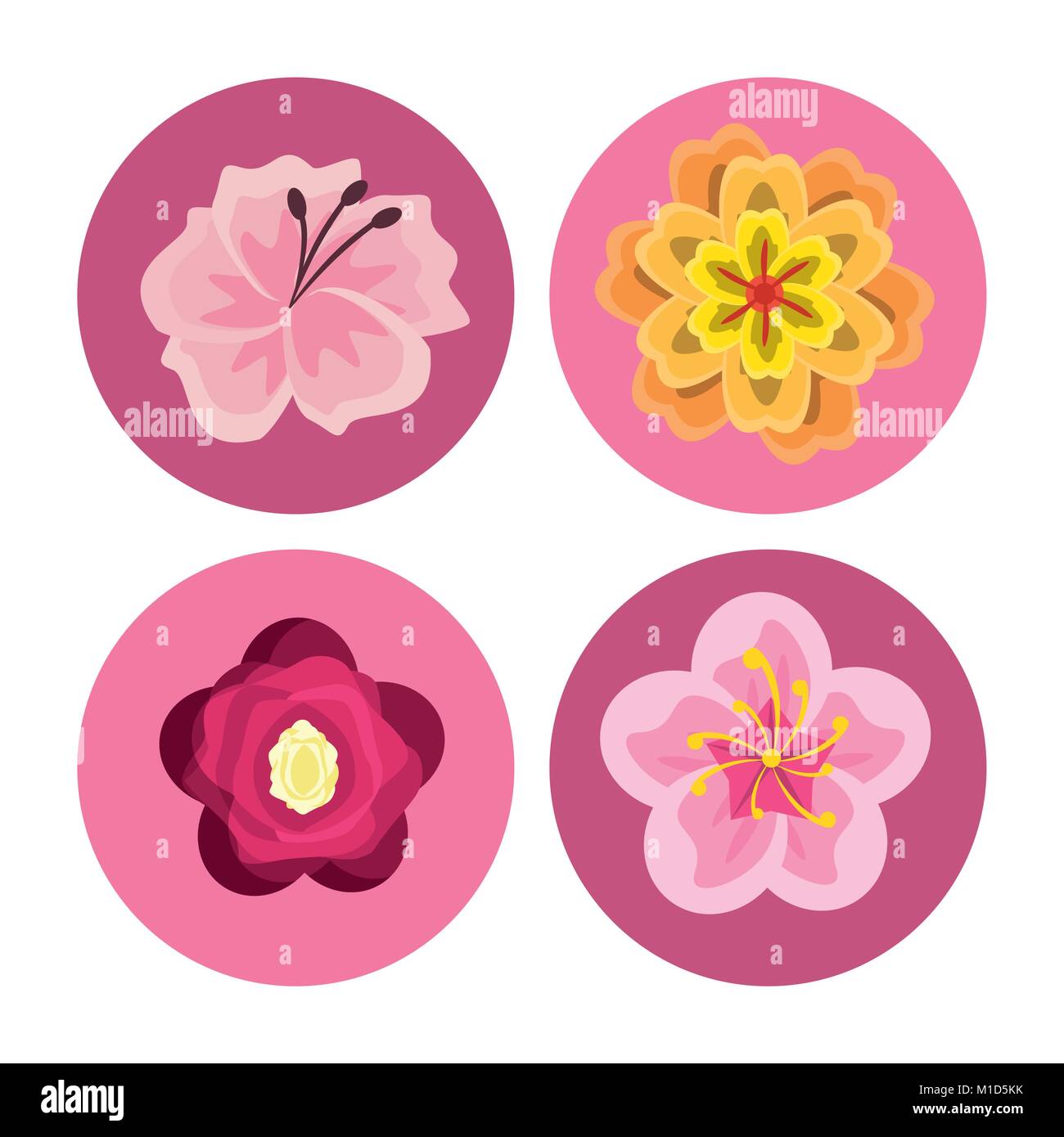Flowers round icons Stock Vector Image & Art - Alamy