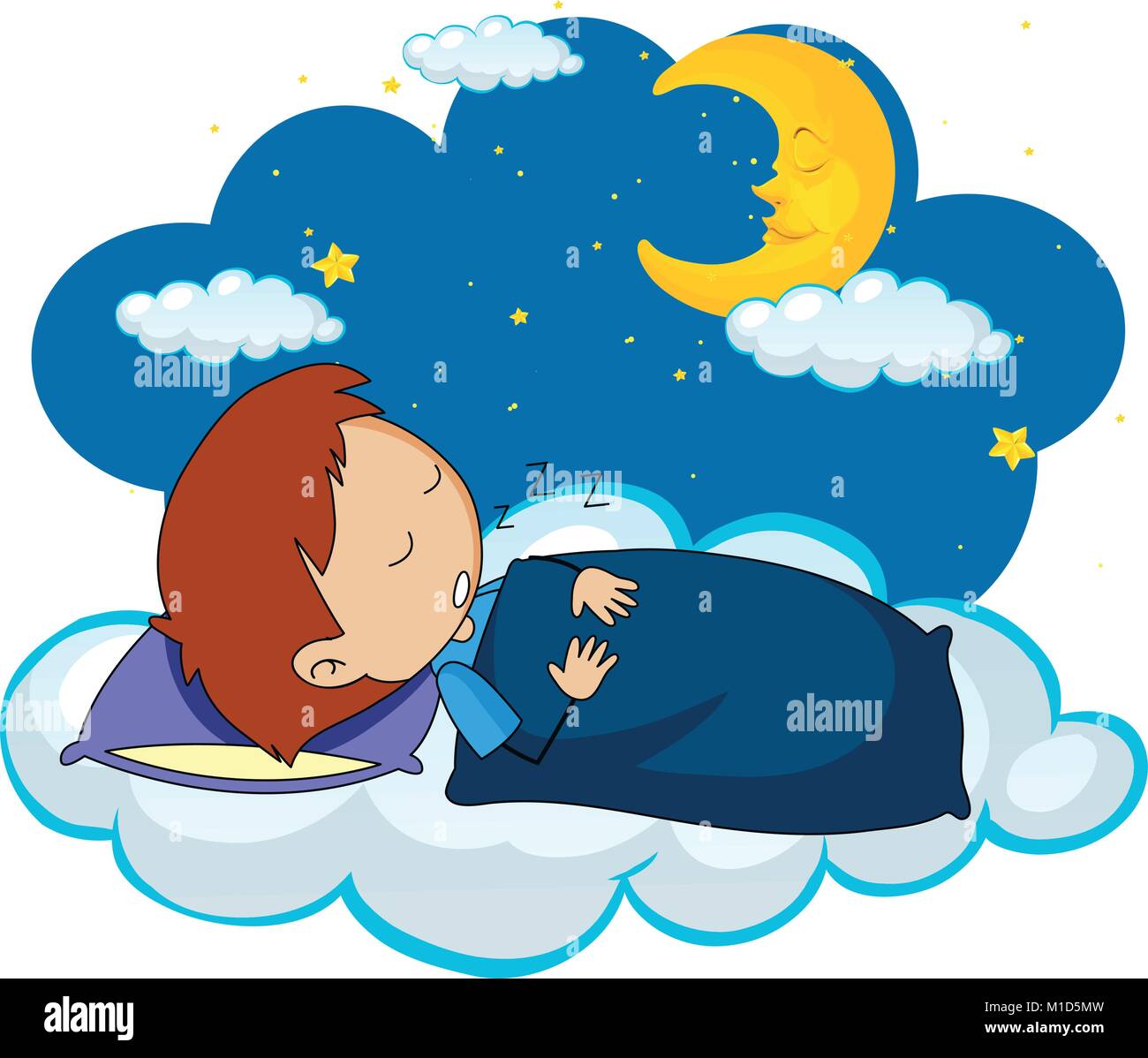 Boy sleeping at night illustration Stock Vector Image & Art - Alamy