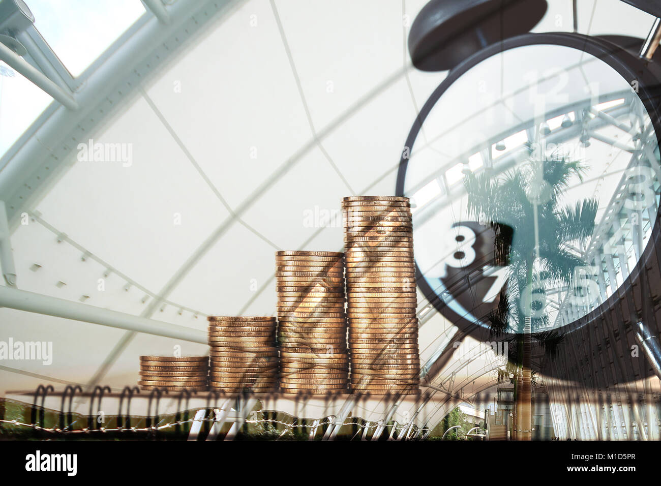Stack coins alarm clock hi-res stock photography and images - Alamy