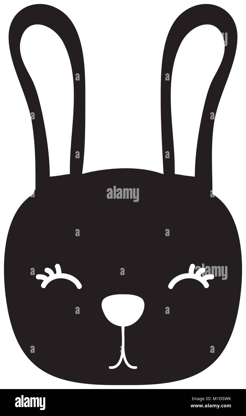 silhouette cute rabbit head wild animal vector illustration Stock ...