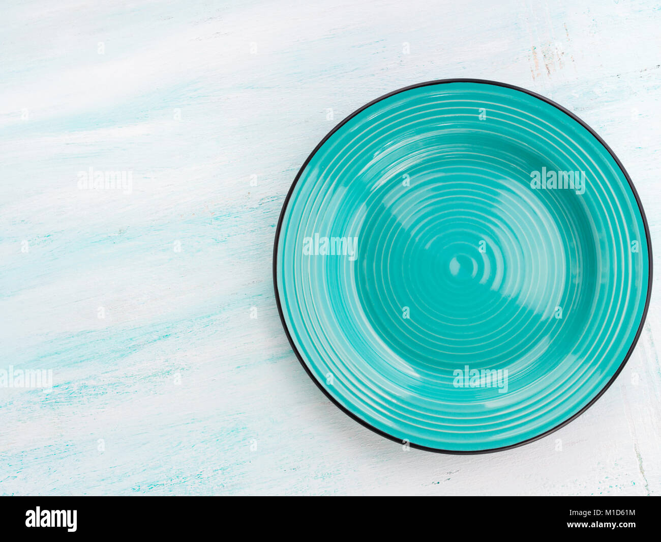Pastel Color turquoise ceramic plate dish top view background Stock ...