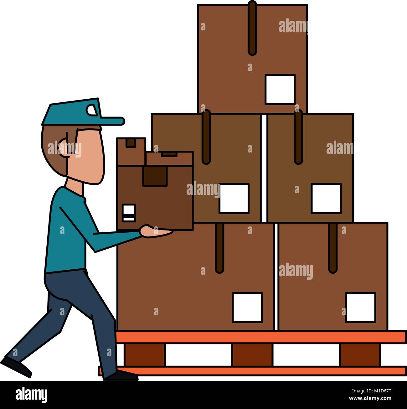 Courier with boxes Stock Vector Image & Art - Alamy