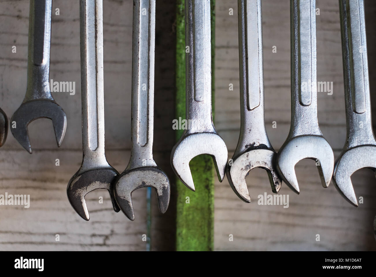 Old hand tools against a wall hi-res stock photography and images - Alamy