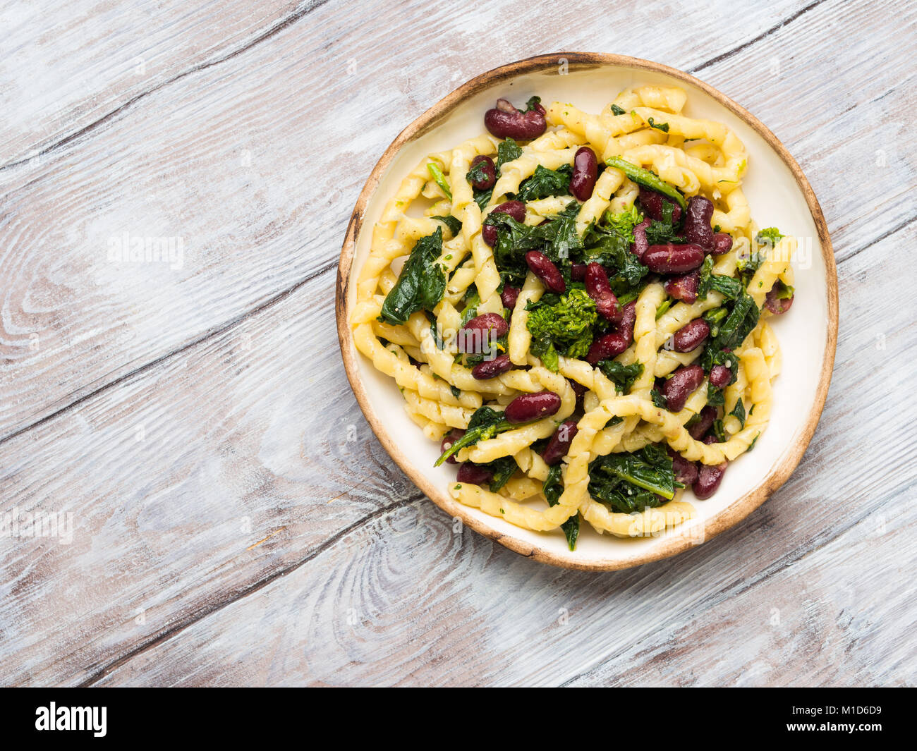 Italian artisanal fresh pasta with kidney beans and broccoli Stock ...