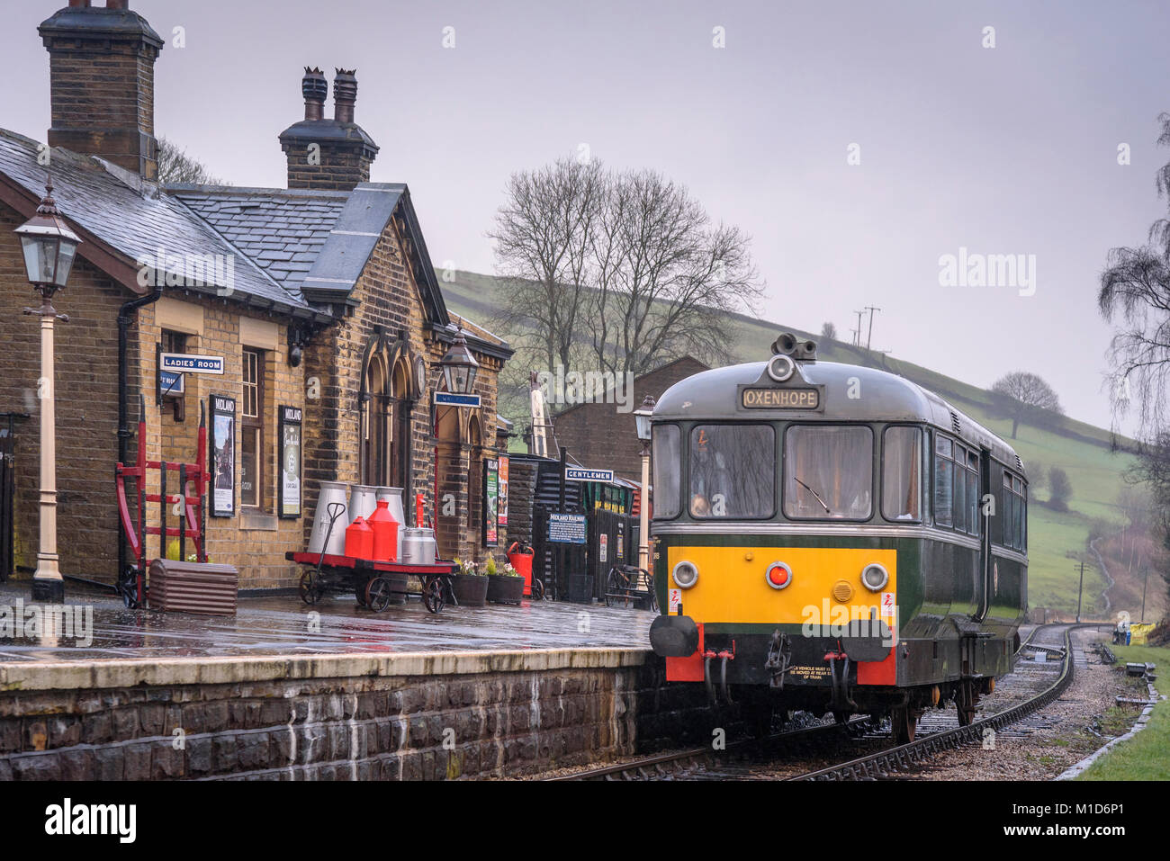 Waggon & Maschinenbau diesel railbus on the KWVR railway. at Oakworth ...