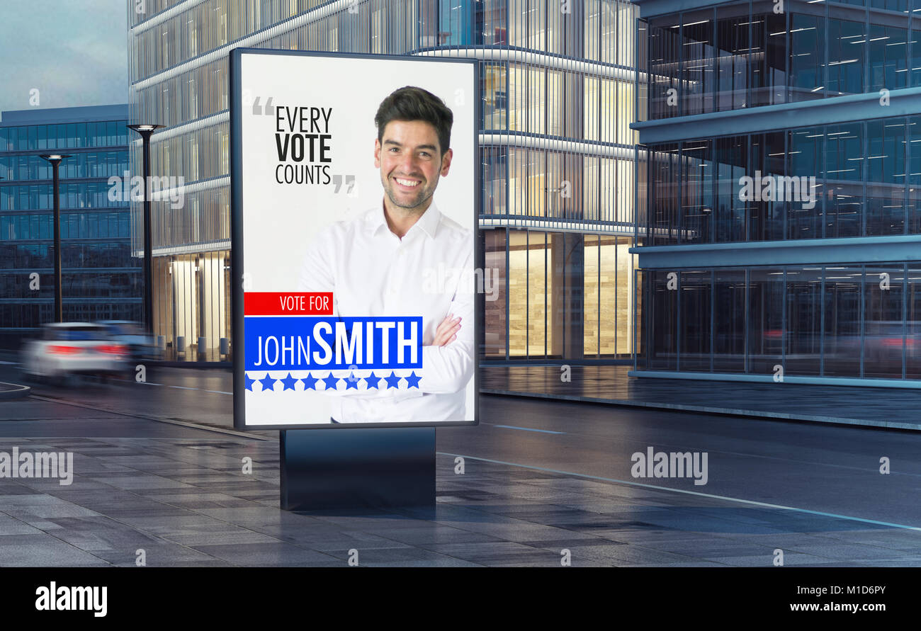 political marketing billboard on the street 3d rendering Stock Photo ...