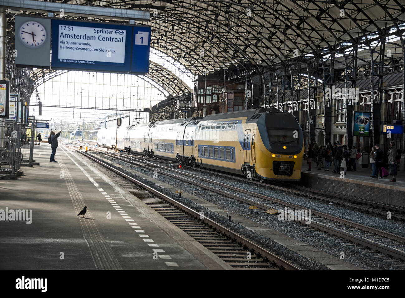 A NS VIRM double-deck train arrives at Haarlem main railway station in ...