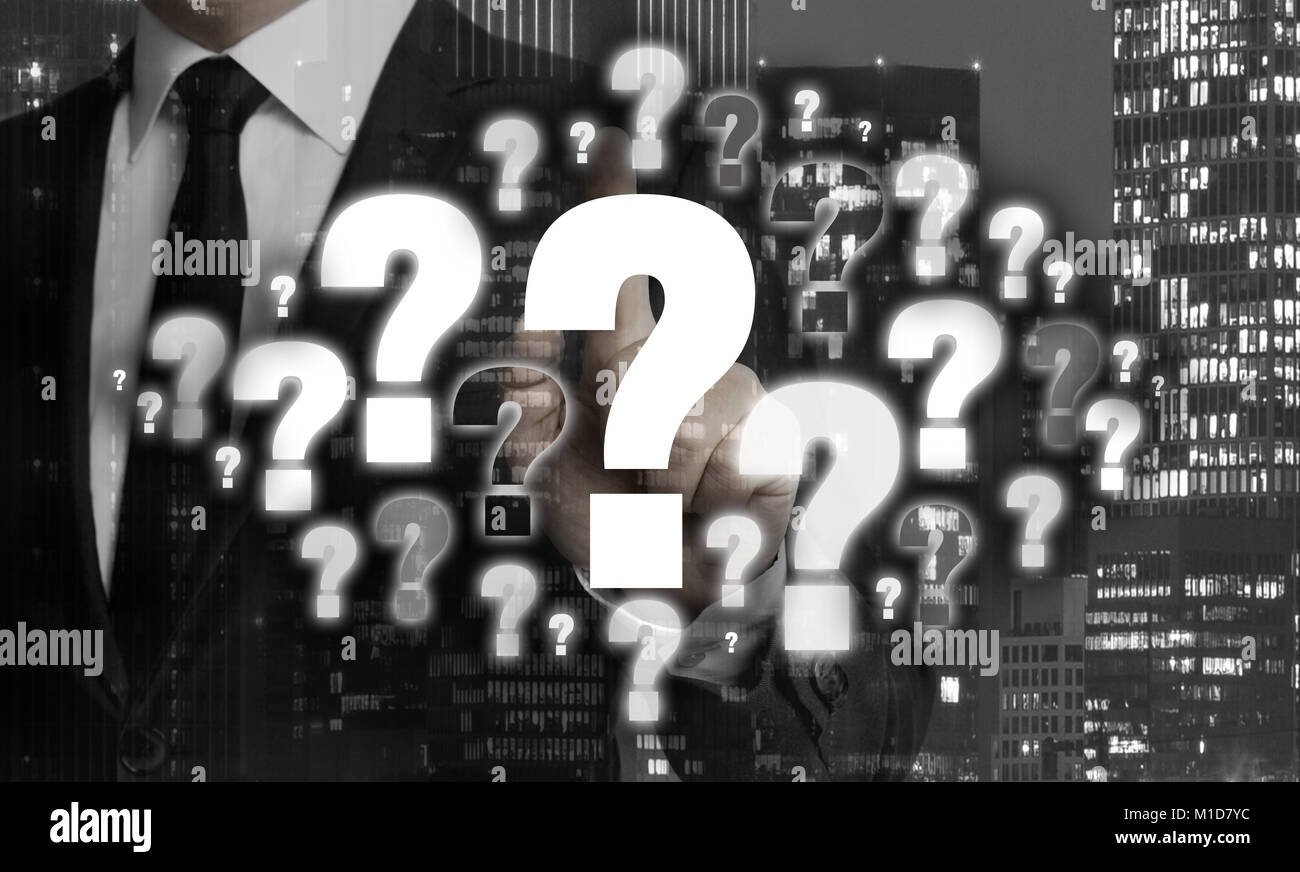 Question marks are shown by businessman concept Stock Photo - Alamy
