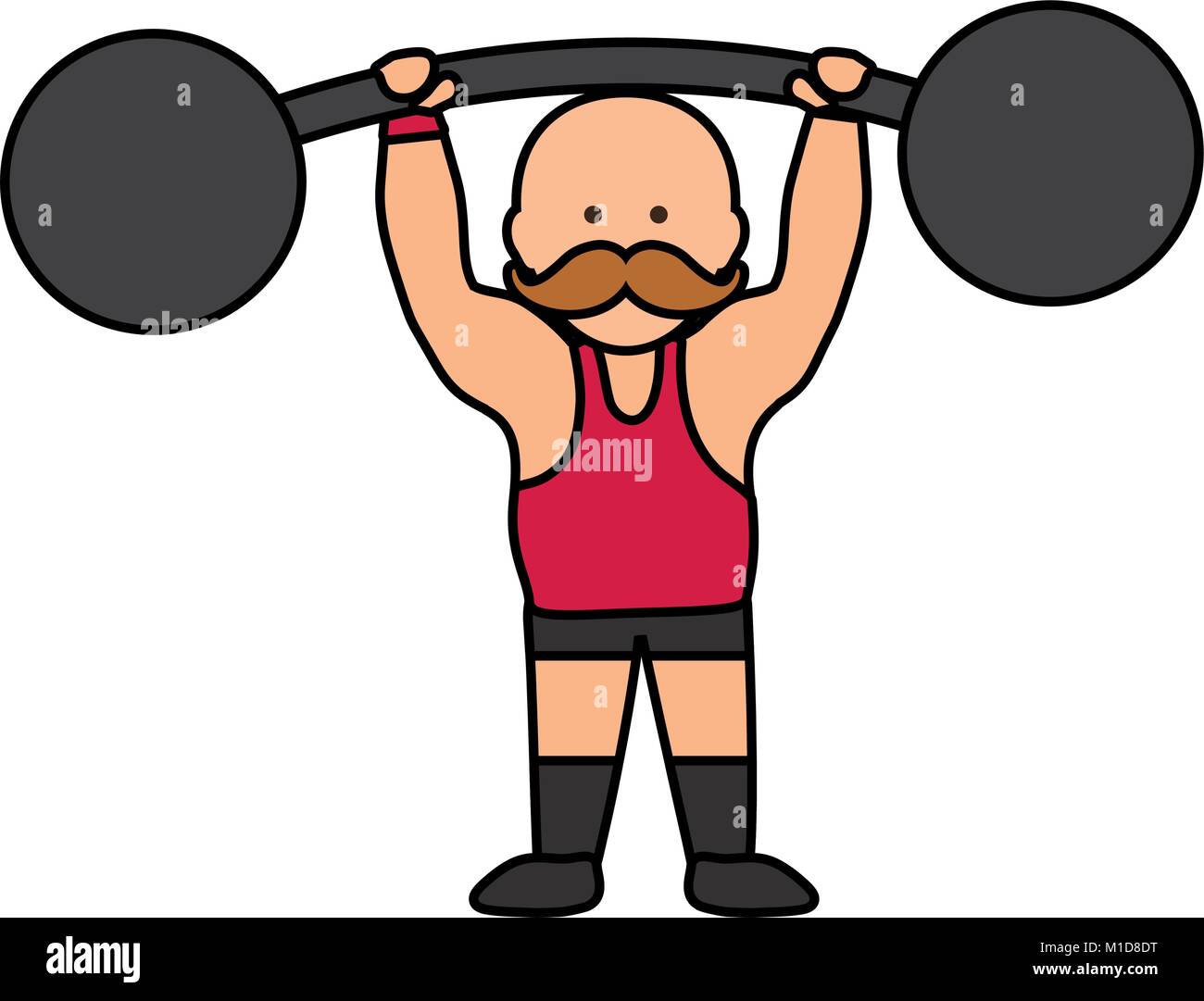 Cartoon Illustration Strong Man Lifting High Resolution Stock ...