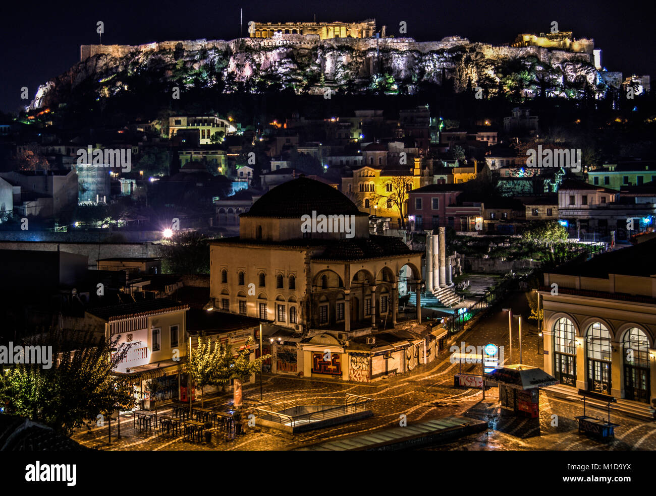 Athens Plaka and Acropolis Stock Photo - Alamy