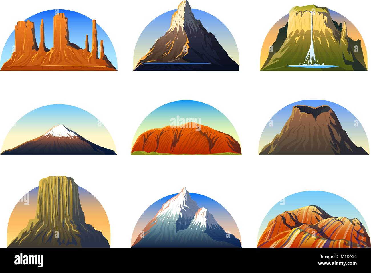 Mountains Peaks, landscape early in a daylight, big set. monument ...