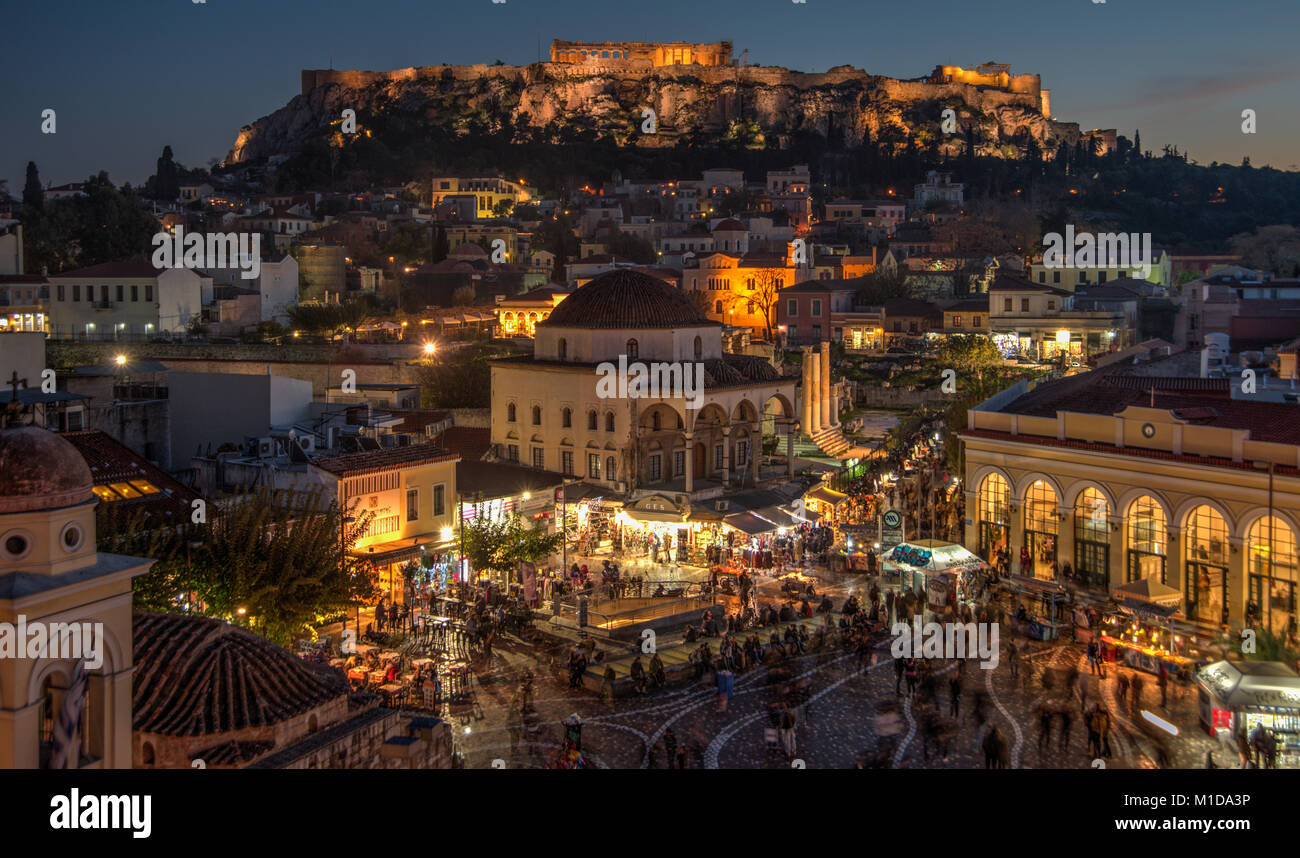 Athens Plaka and Acropolis Stock Photo - Alamy